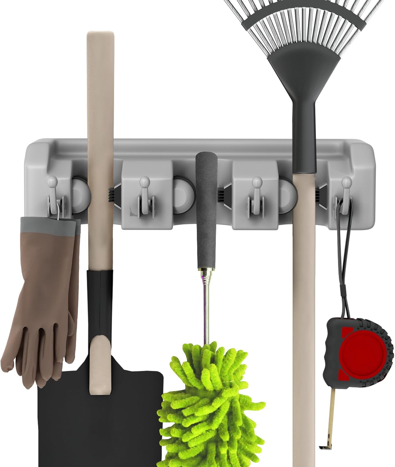 Shovel, Rake and Tool Holder with Hooks- Wall Mounted Organizer for ...