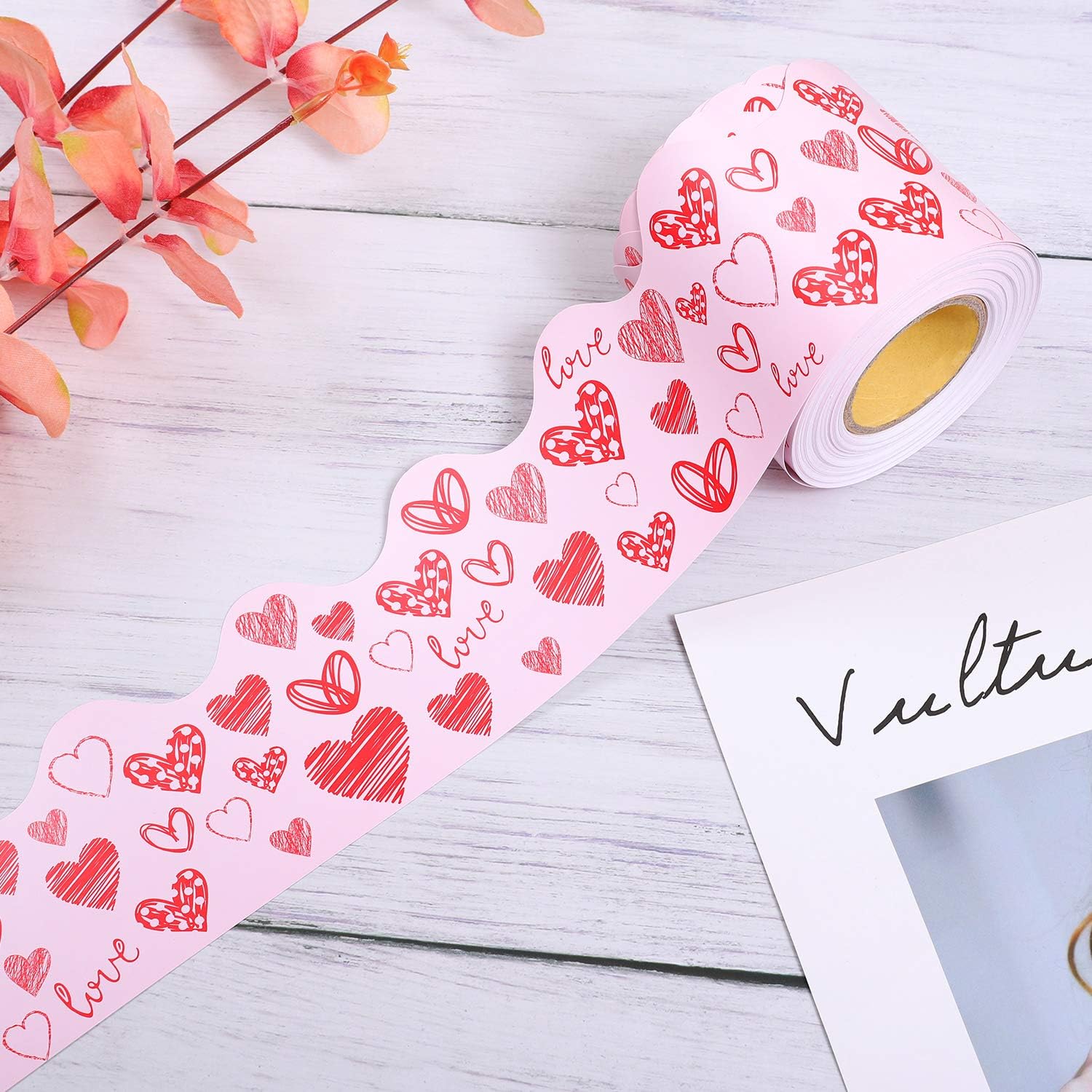 URATOT 65.6 Feet Valentine’s Day Bulletin Board Border Scalloped Border ...