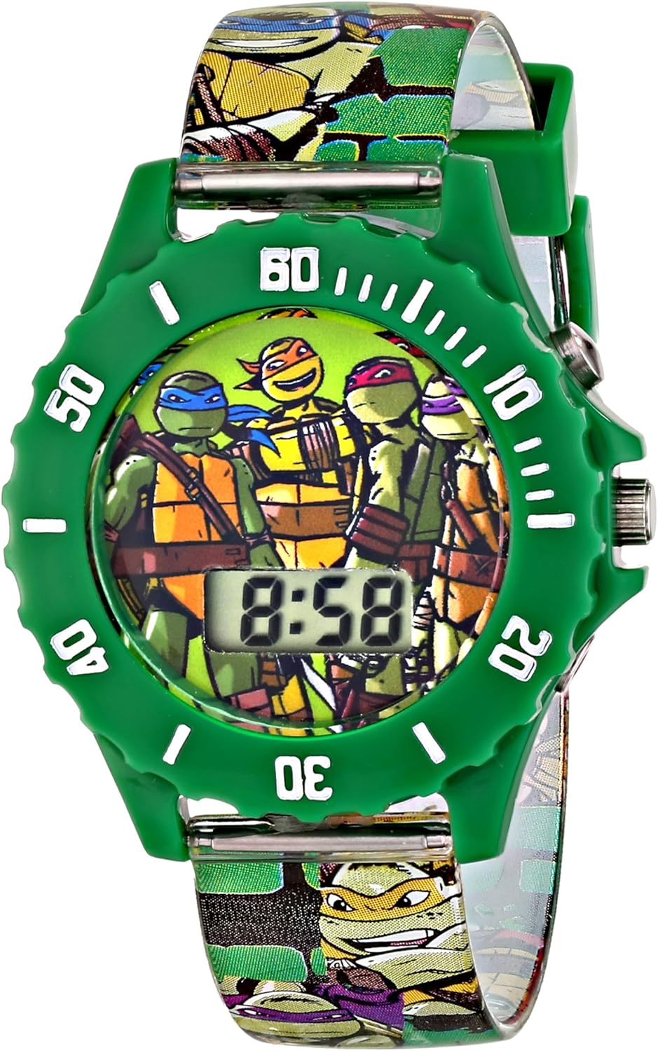 Ninja Turtles Kids' Digital Watch with Green Bezel, Speaker Plays TMNT ...