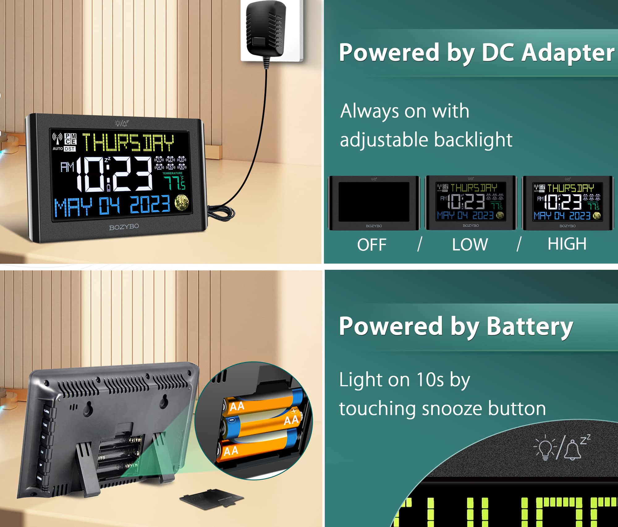 Mua Digital Clock with 6 Alarm Clocks: Atomic Clock with Indoor ...