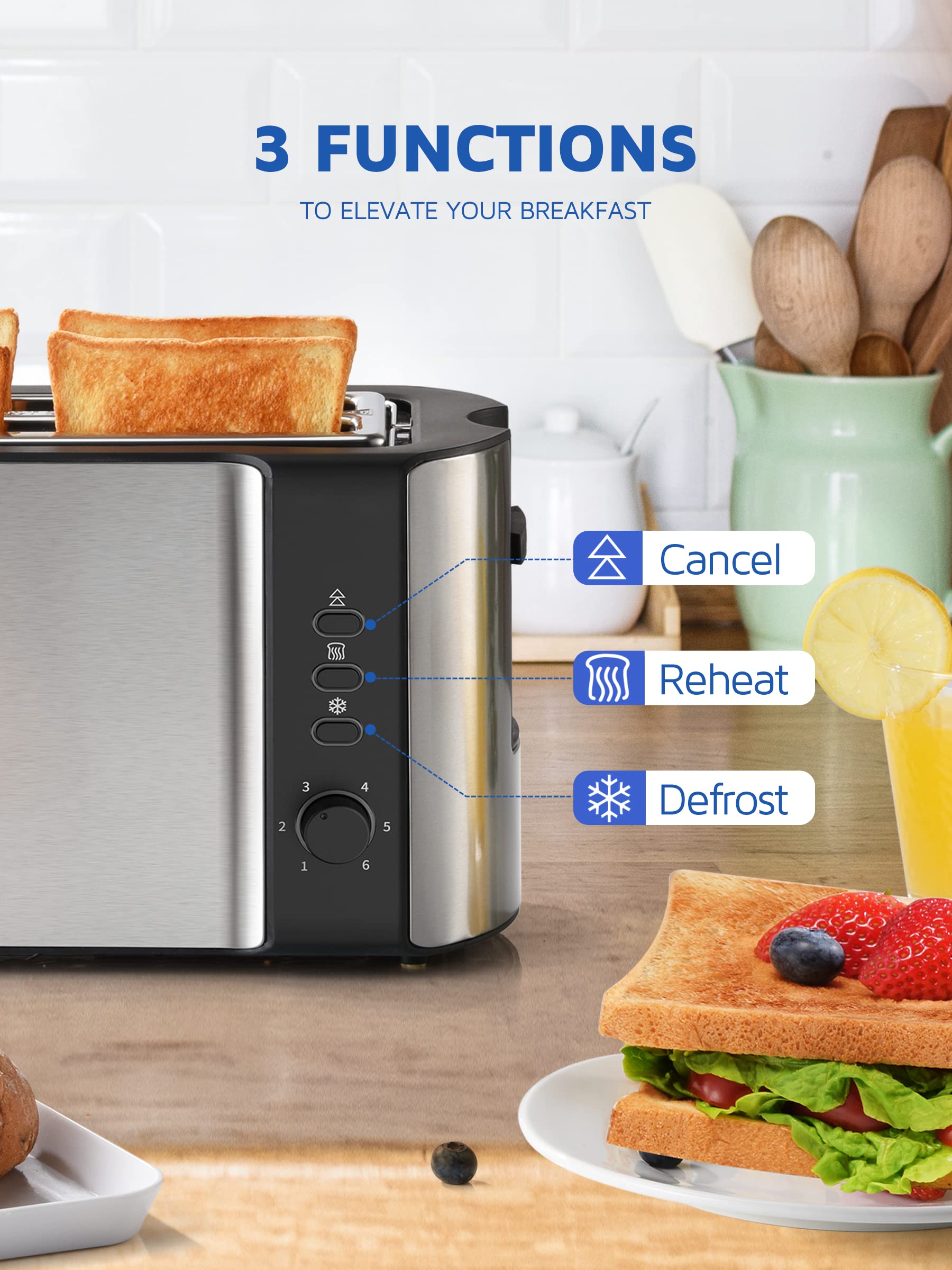 Mua DyBaxa Stainless Steel Toaster 4 Slice, 2 Slice Long Slot, Compact ...