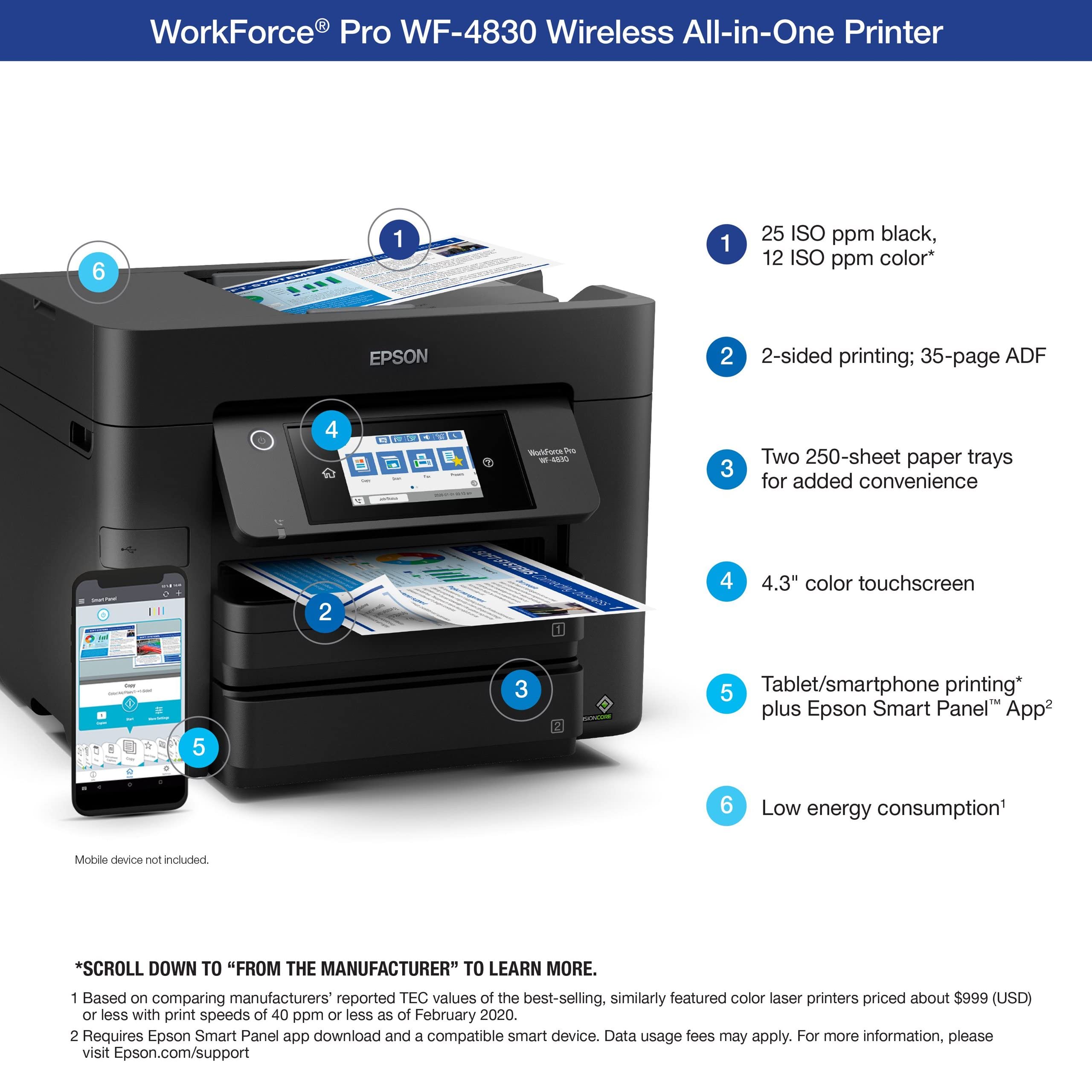 Epson Workforce Pro WF-4830 Impresora de inyección de tinta a color ...