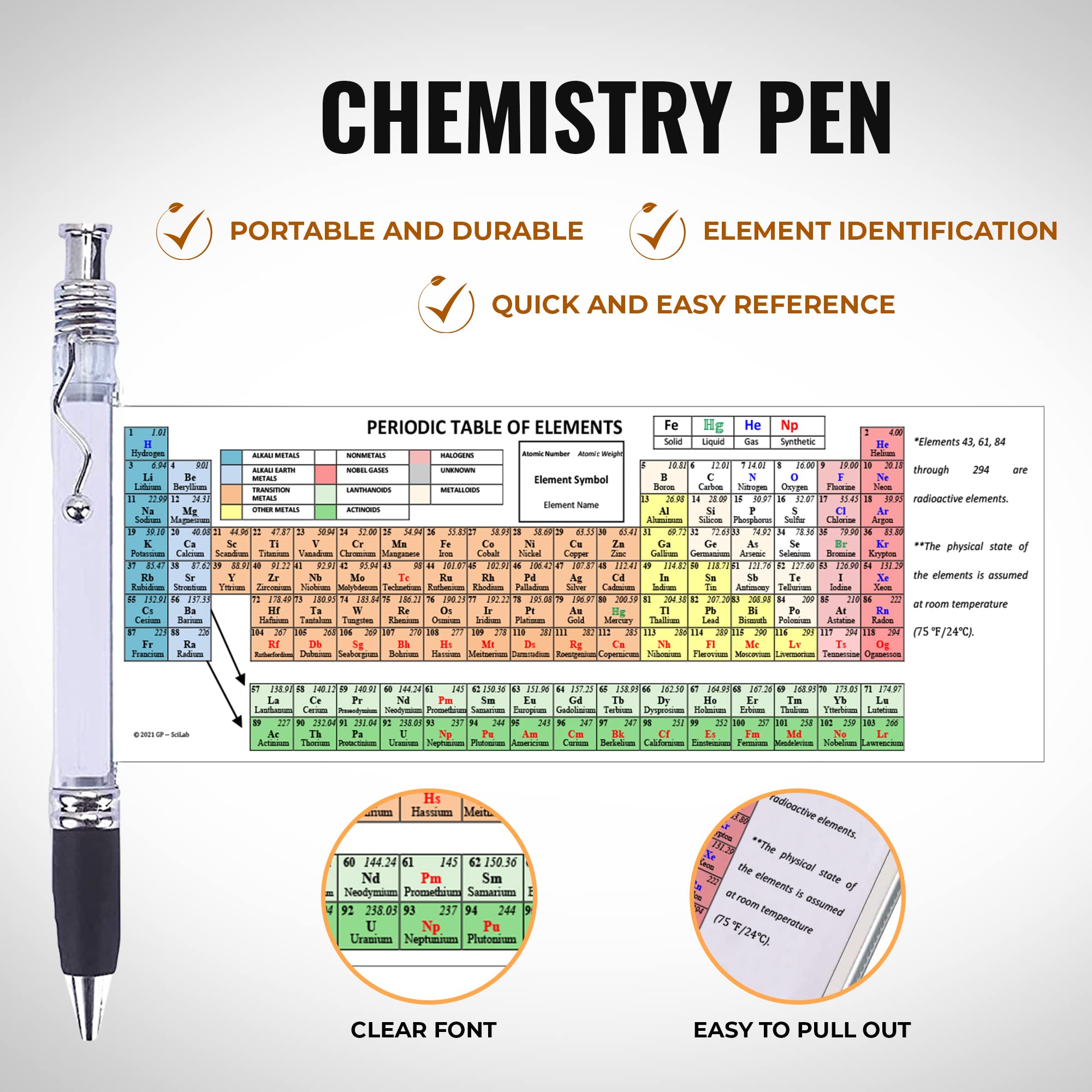 Mua Pack of 2 Chemistry Periodic Table of Elements Scroll Pen With ...