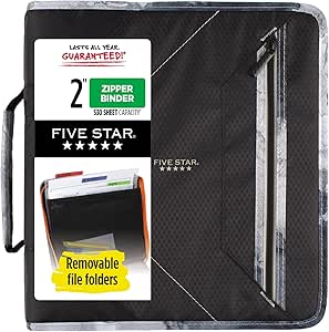 Amazon.com: Five Star Zipper Binder, 2 Inch 3-Ring Binder with ...