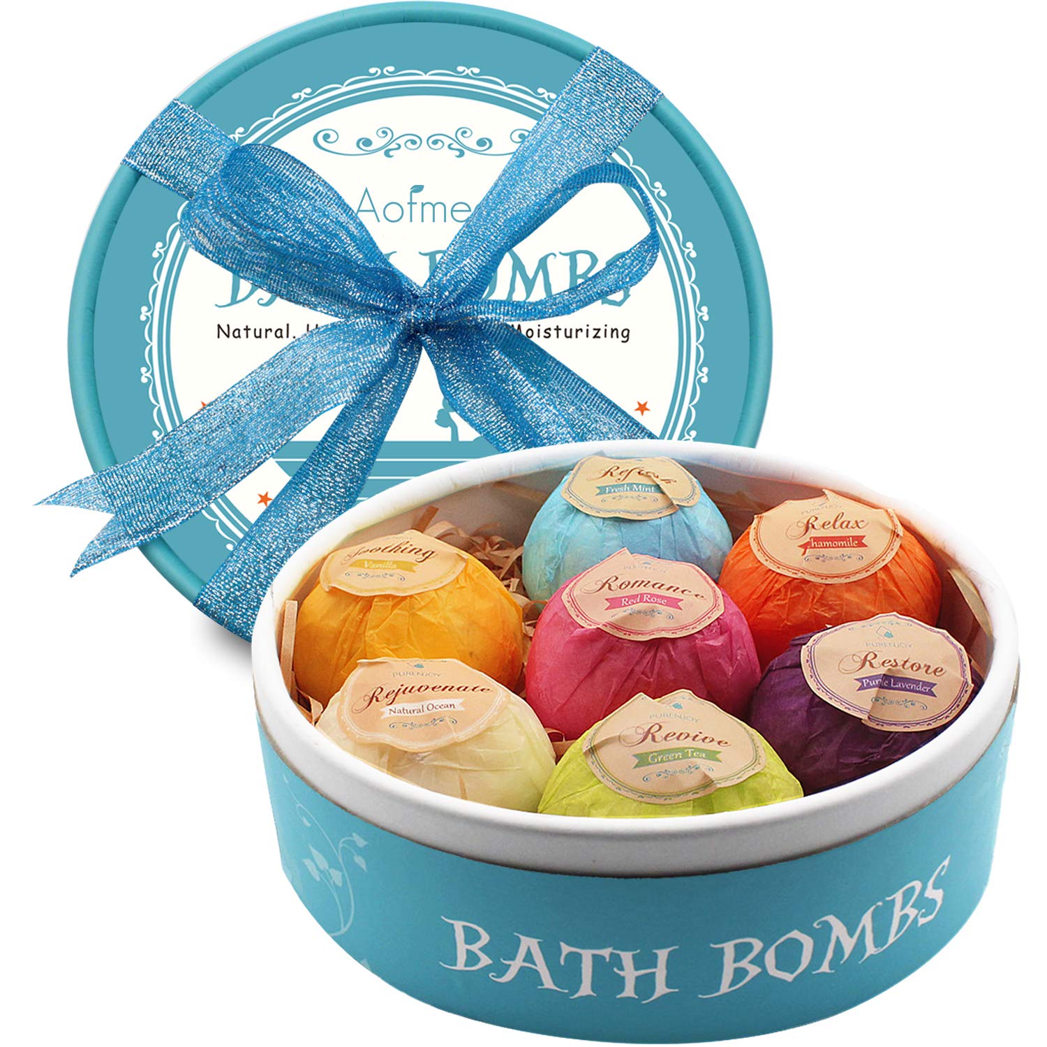 Aofmee Bath Bombs Gift Set 7pcs Fizzies Spa Kit Perfect For Aofmee Bath Bombs Gift Set 7pcs Fizzies Spa Kit Perfect For
