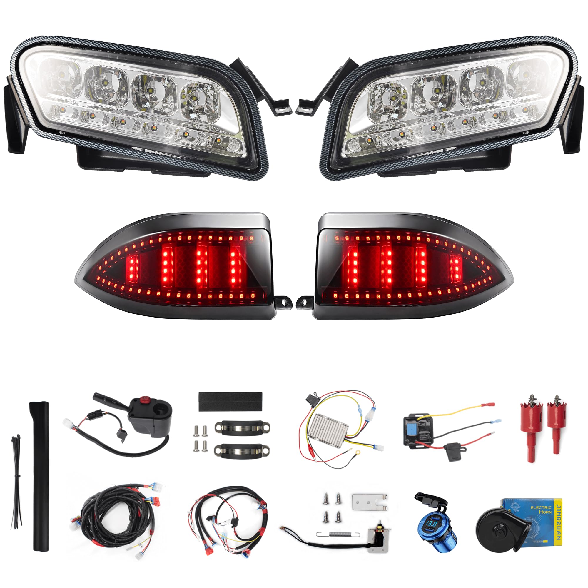 NOKINS Golf Cart Light Kit,Deluxe LED Headlight & Tail Light Kit Fit ...