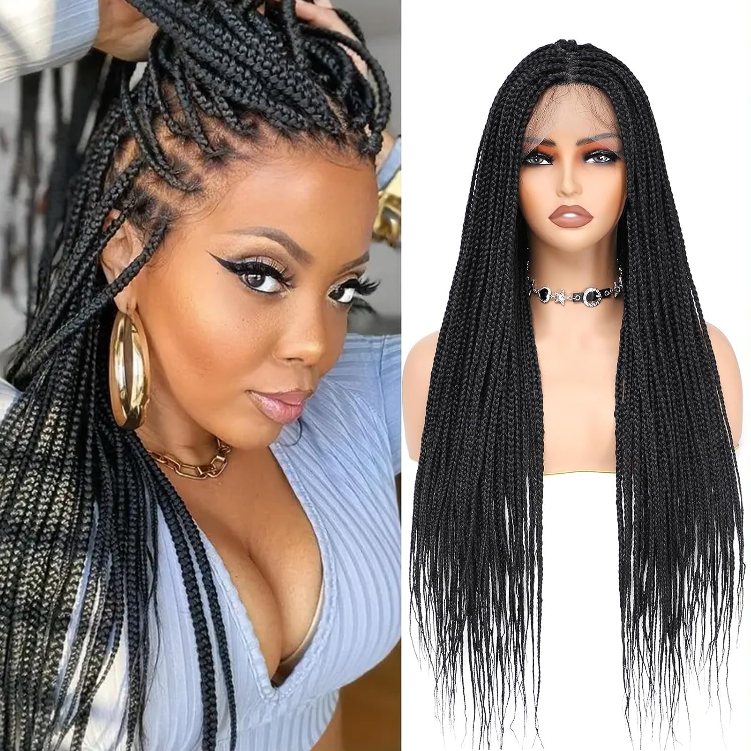 ELIO 30“ Full Lace Box Braided Wigs for Black Women Double Full ...