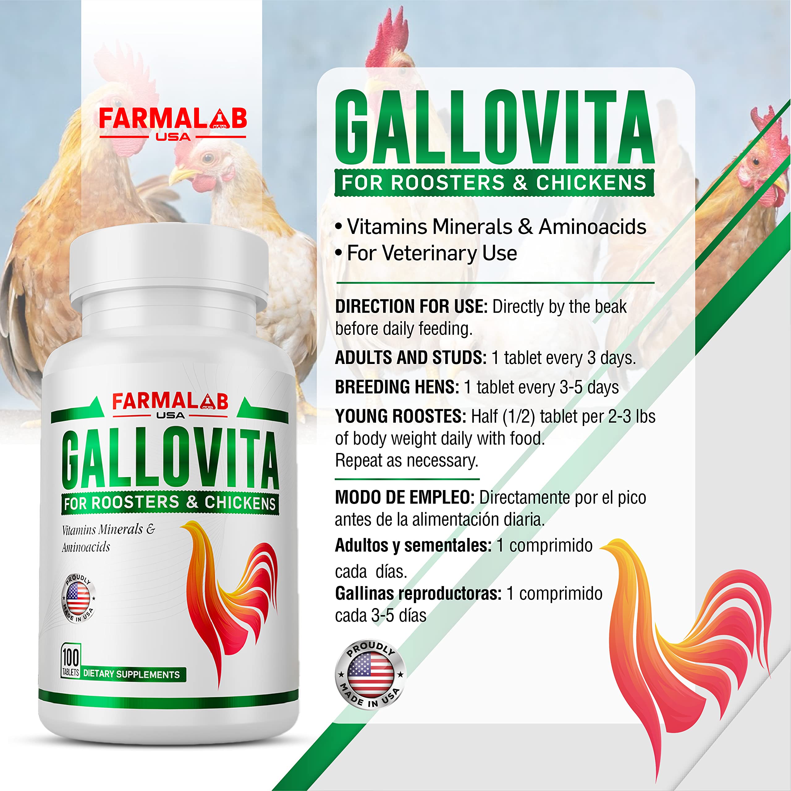 Mua GALLOVITA para Gallos 100Tabs Vitamins Minerals Aminoacids for ...