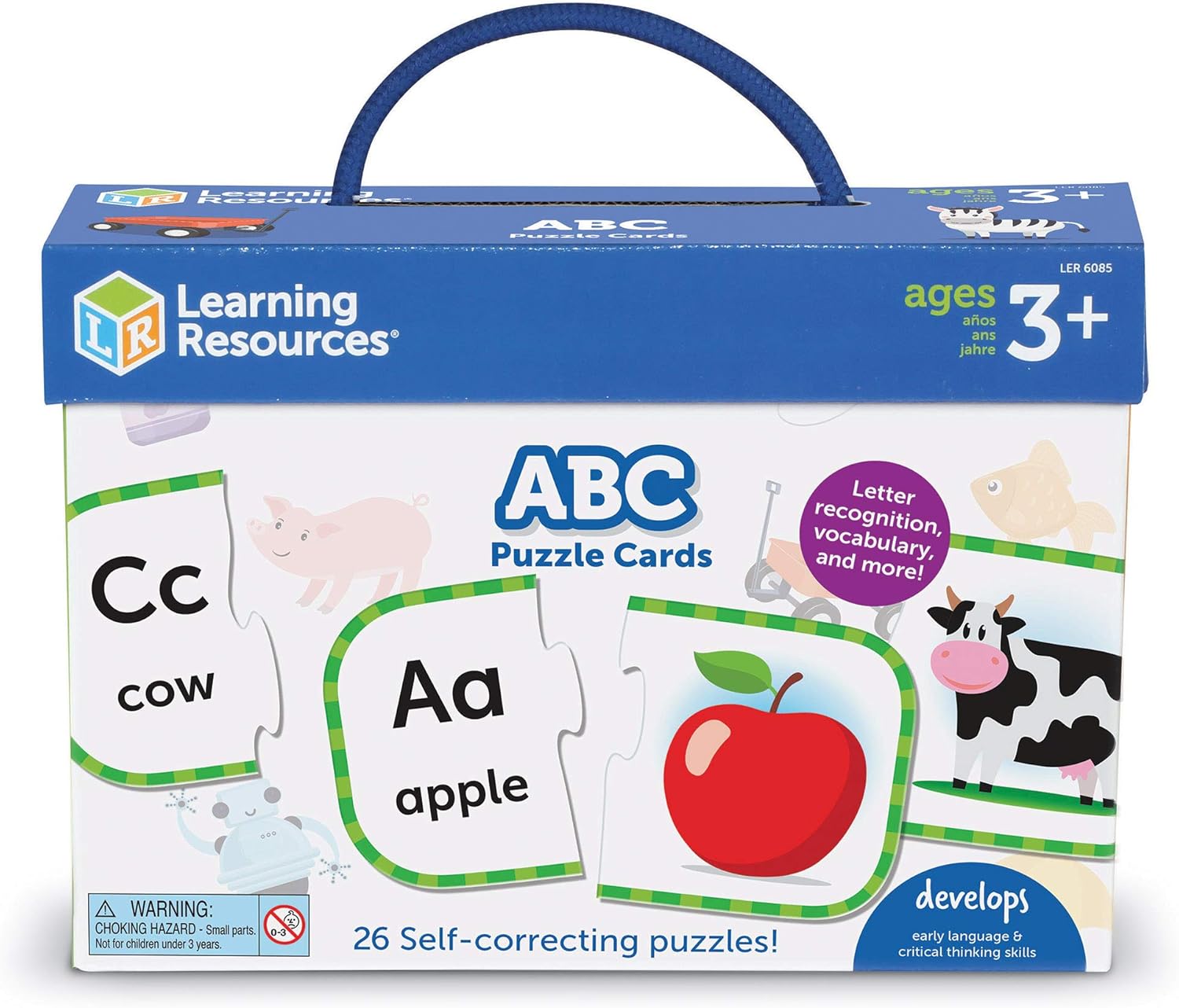 Learning Resources LER6085 Teaches Letter Recognition, Set of 26 Two-Piece Matching Puzzles ...