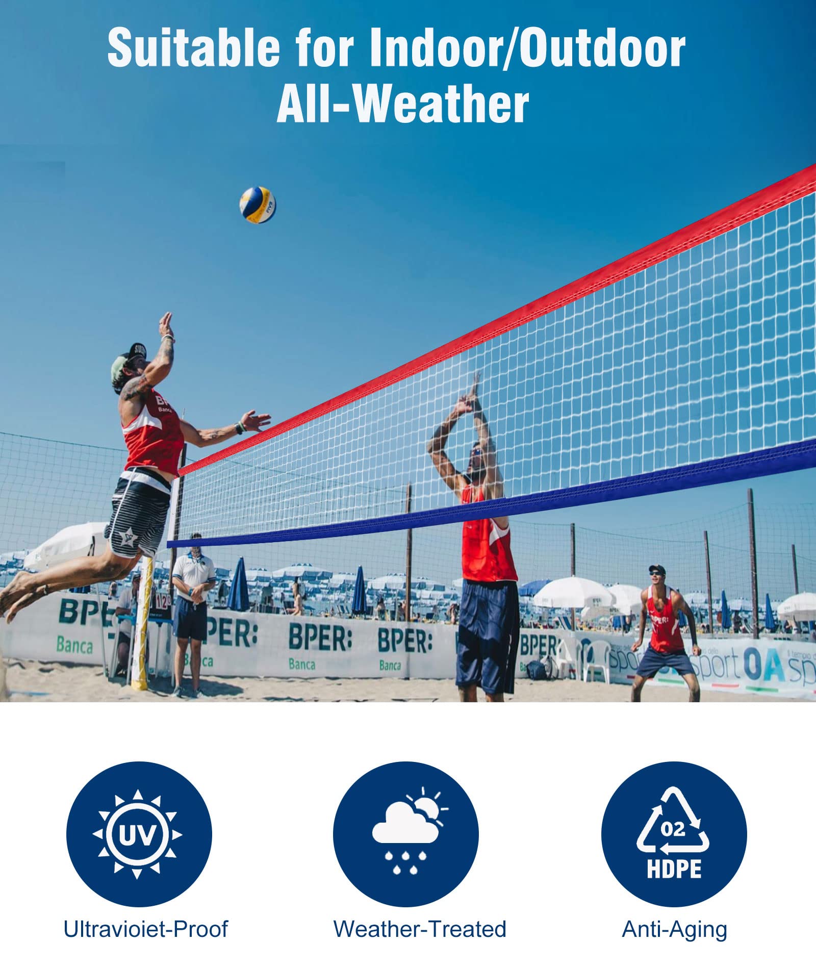 Mua 𝙉𝙀𝙒 Professional Volleyball Net Heavy Duty, 46 FT Aircraft Steel ...