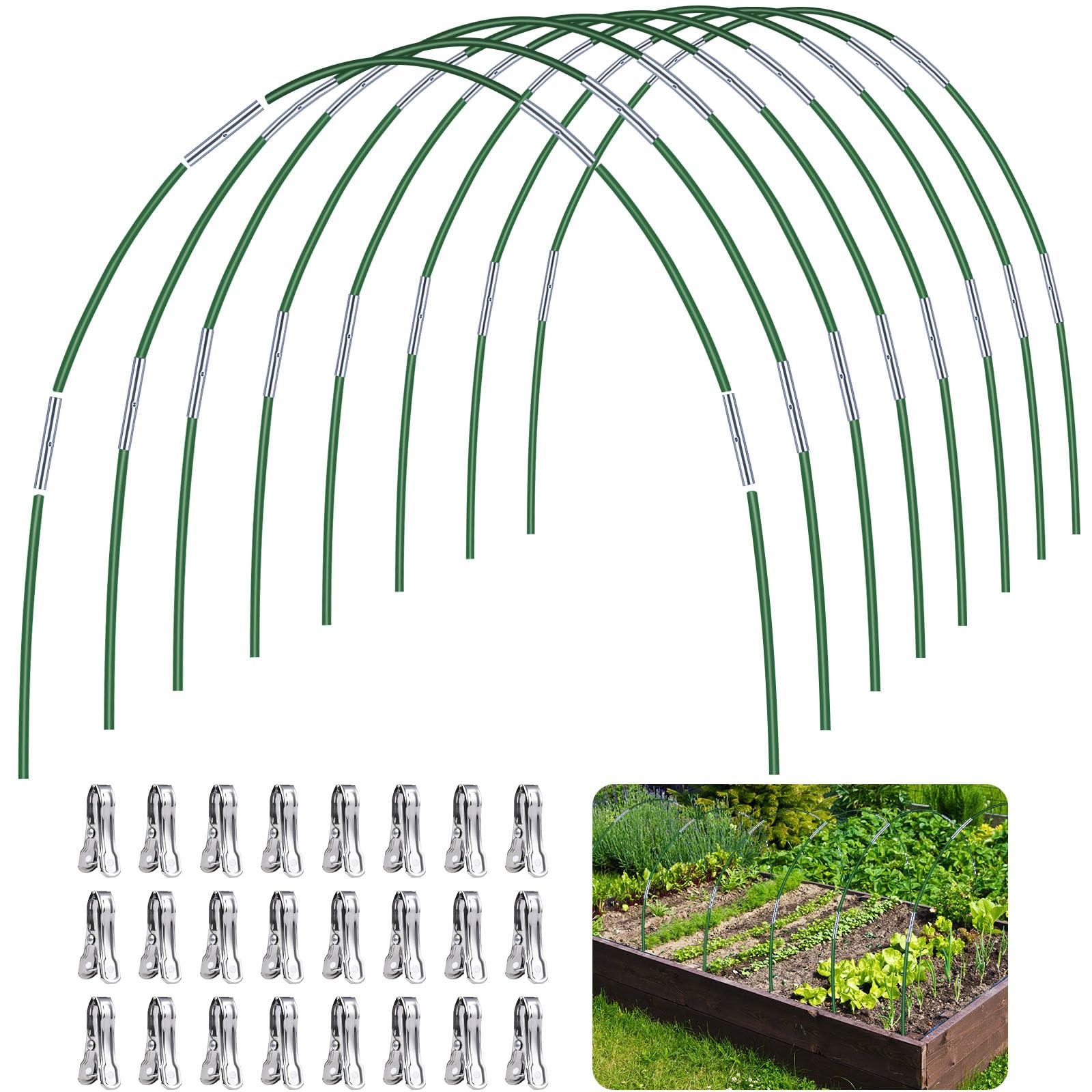 DINGEE Garden Hoops for Raised Beds 7 Sets of 8FT Long Greenhouse Hoops ...