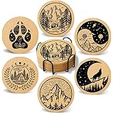 Amazon.com: Cegkuc Coasters for Drinks with Holder Set of 6, Absorbent ...
