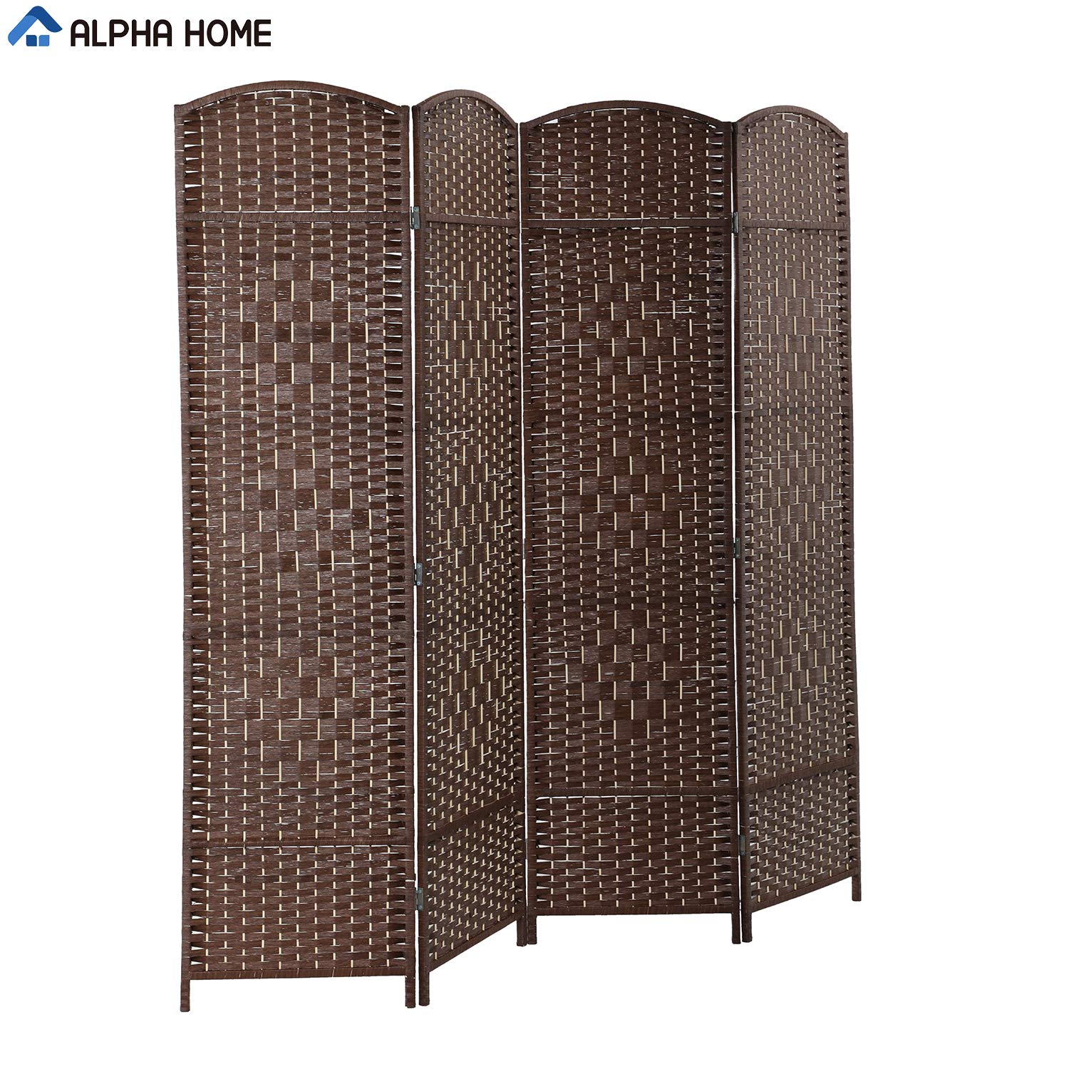 ALPHA HOME Woven Room Divider 4 Panel 6 Ft Portable Wide Tall Double ...