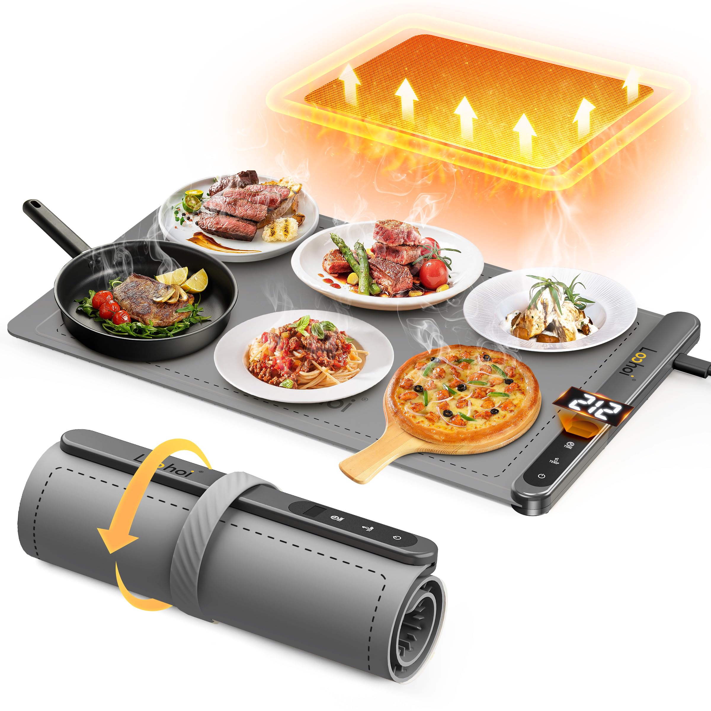 LOOHOI Food Warming Mat,Full Surface Heating Electric Warming Tray with ...