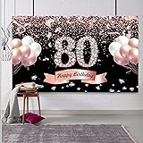 Amazon.com: Trgowaul 80th Birthday Decorations for Women Rose Gold Birthday Backdrop Banner 5.9 ...