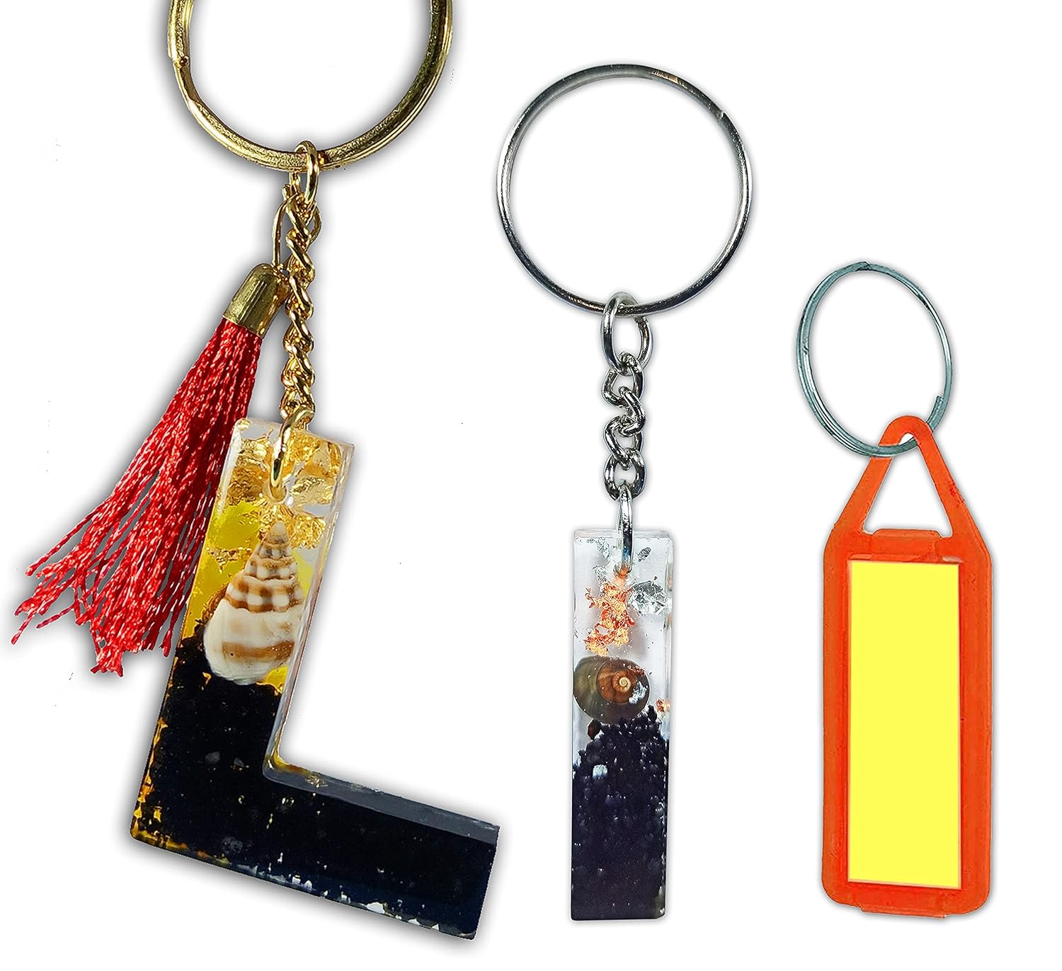 L Letter/Alphabet Gold Resin Keychain with 1 Resin Pendant Keychain & 1 ...