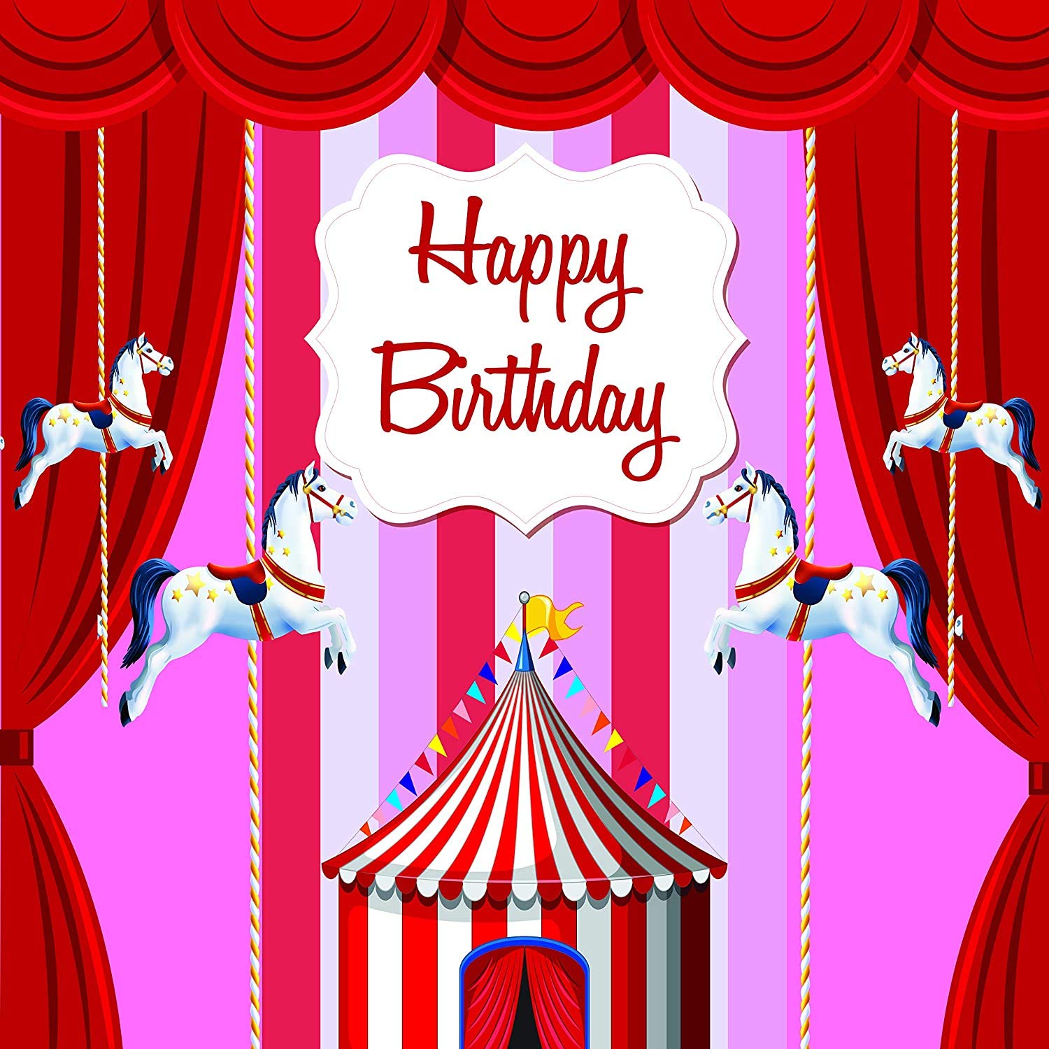 Party Bloom Carnival Carousel Theme Birthday Backdrop Decoration ...