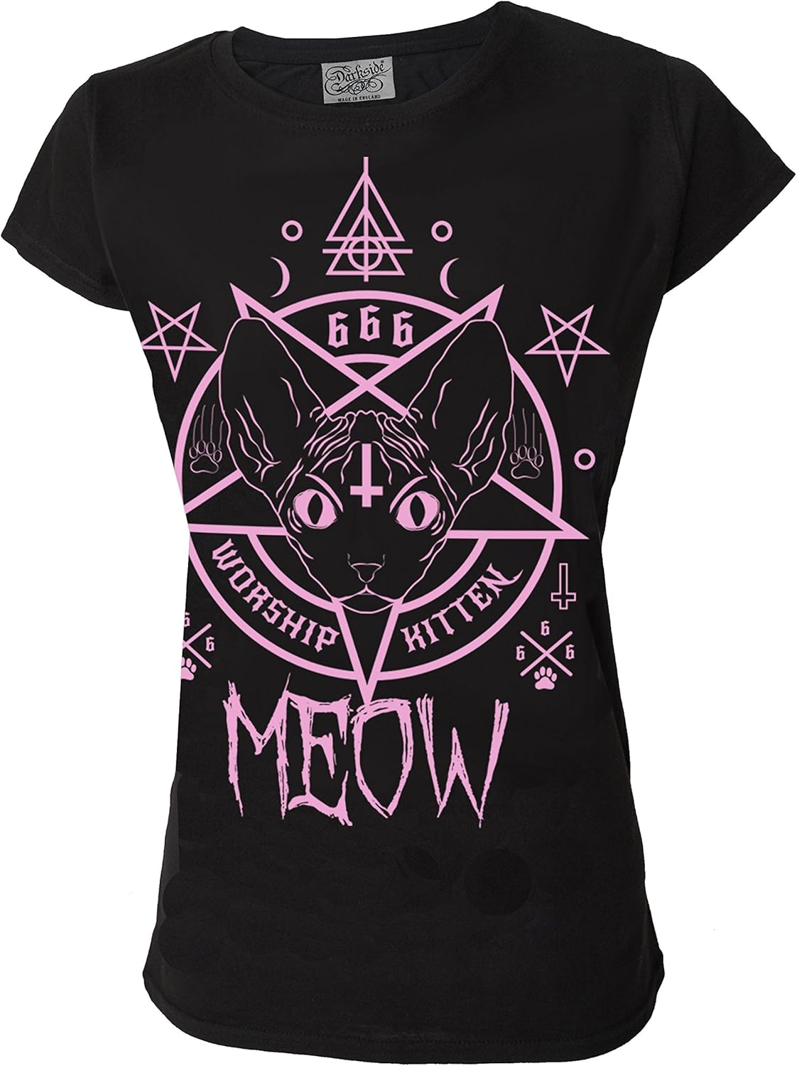 Kitten 666 Darkside Satanic Occult Gothic Womens T Shirt : Amazon.co.uk ...