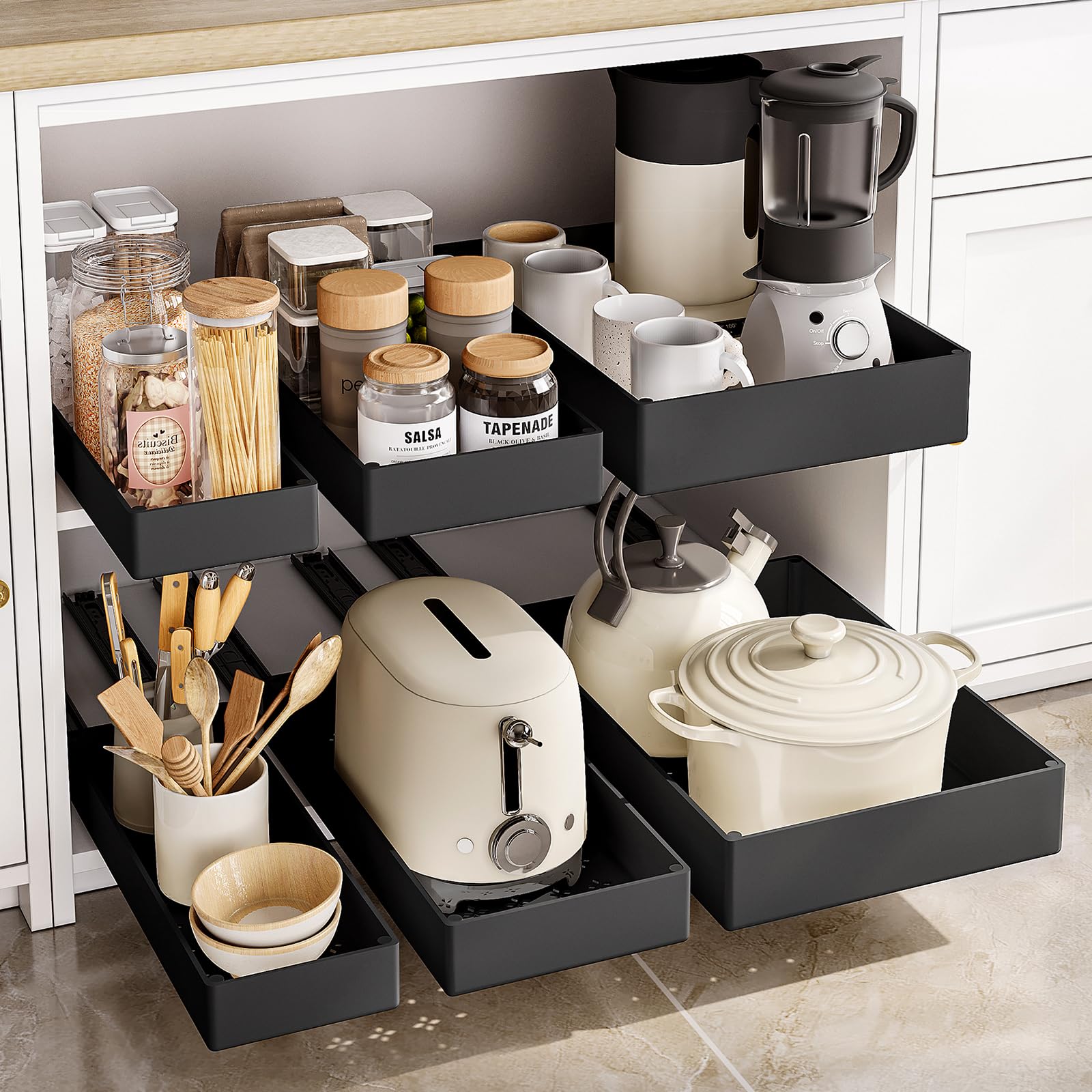 SOLEDI 3pack Pull Out Cabinet Organizer, Pull Out Drawers for Cabinets ...