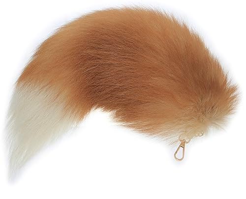 Fosrion Real Fox Tail Fur Hair Cat Bites Catching Hunting Toy (Orange ...