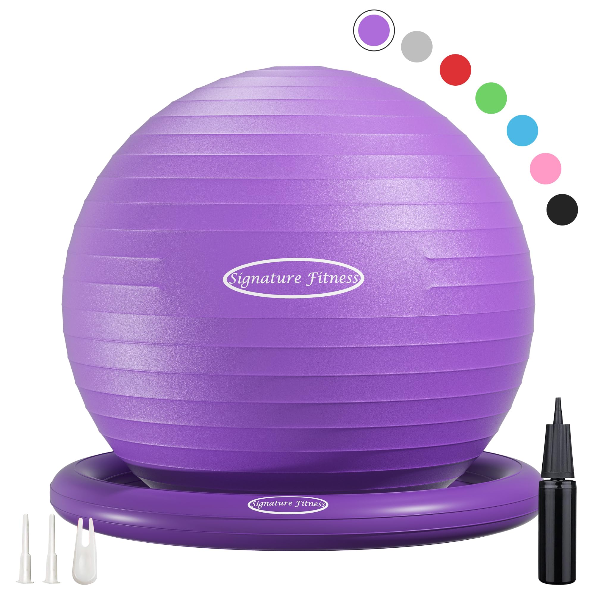 Fitvids Balance Ball with Inflatable Ring Base Kits, 65cm 26-inch Anti ...