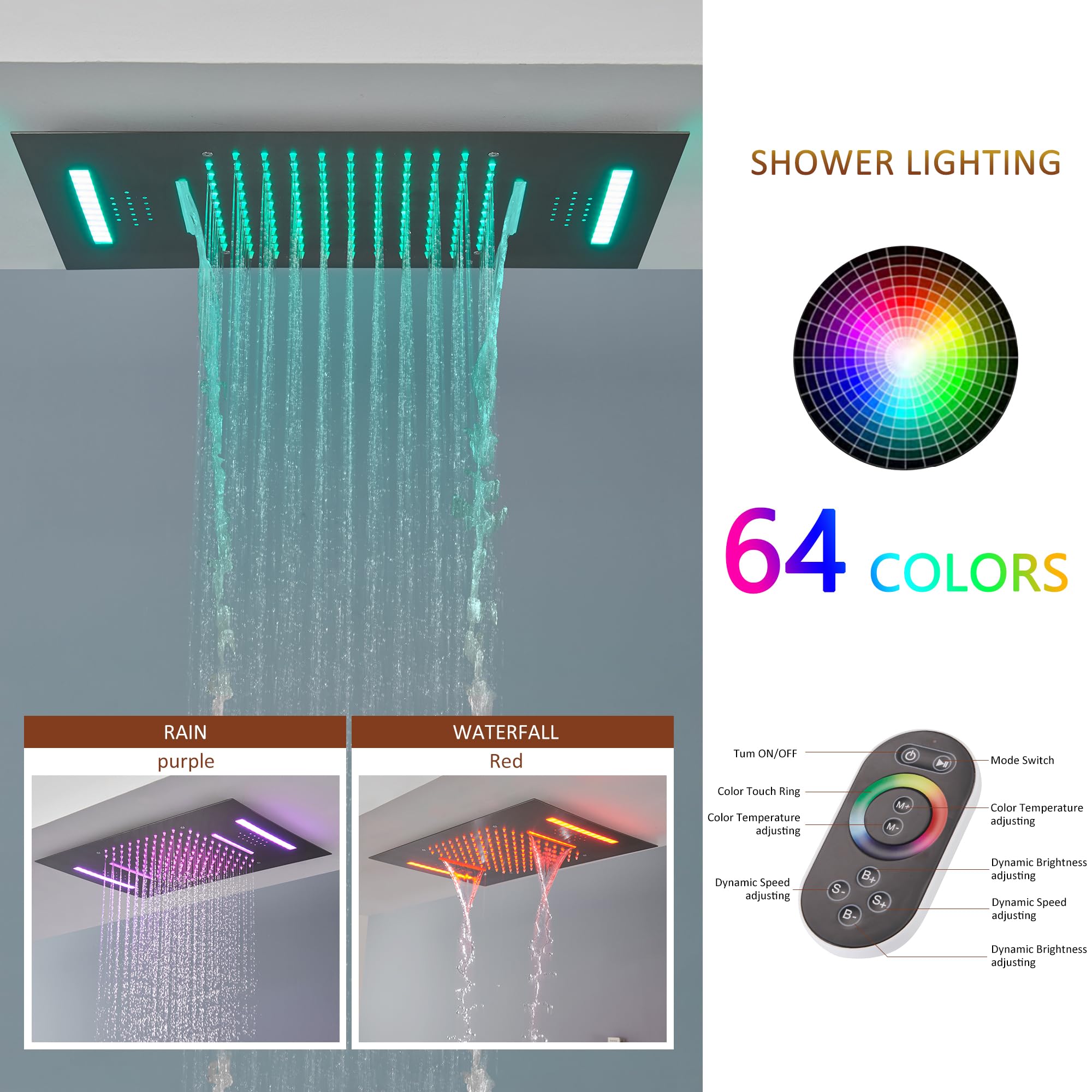 Mua MONDAWE 23" Full Body Thermostatic Shower Jets System, 64-Color LED ...