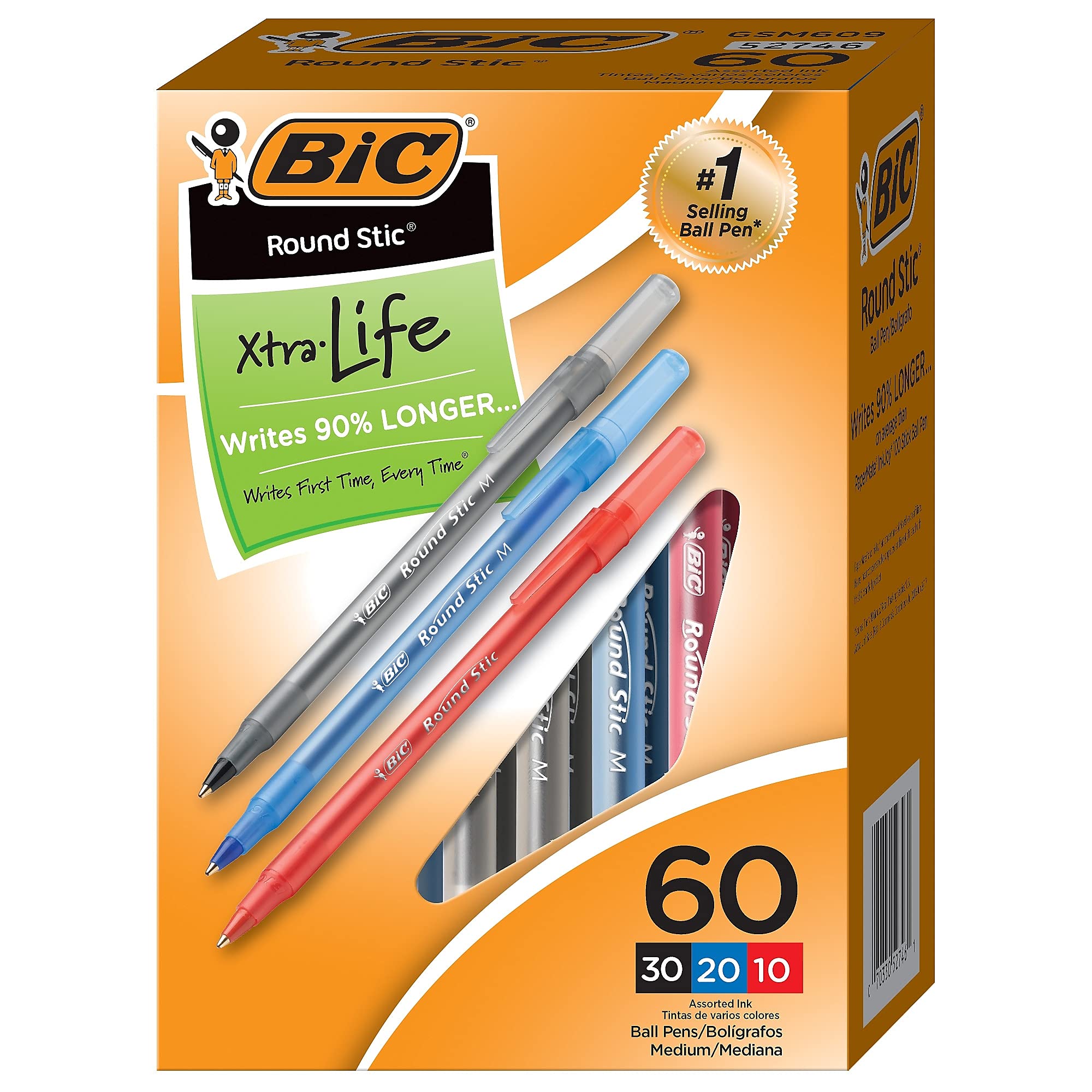 Mua BIC Round Stic Xtra Life Assorted Ink Ballpoint Pens, Medium Point ...