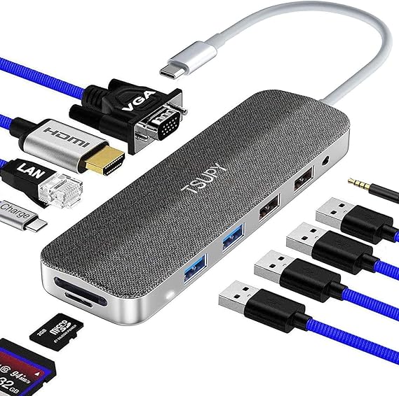 TSUPY USB C HUB Adapter, 11 in 1 Thunderbolt Hub Type C: Amazon.co.uk ...