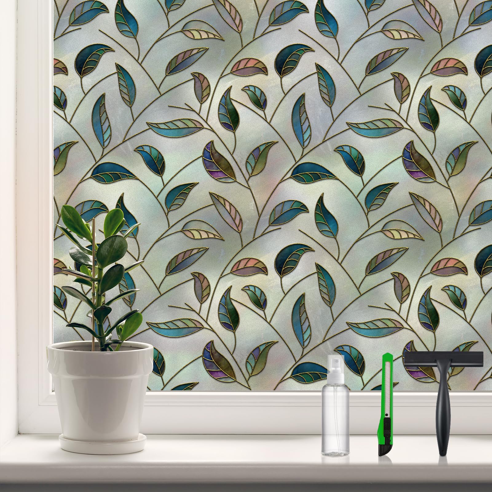 DKTIE Static Cling Decorative Window Film Vinyl Non Adhesive Privacy ...