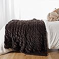 Amazon.com: BATTILO HOME Dark Brown Faux Fur Throw Blanket for Bed ...