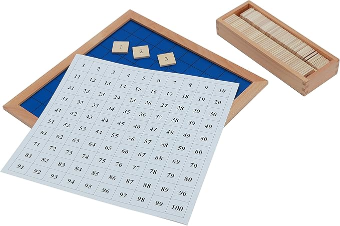 Amazon.com: Hundred Board-Montessori Materials Math Educational Tools ...