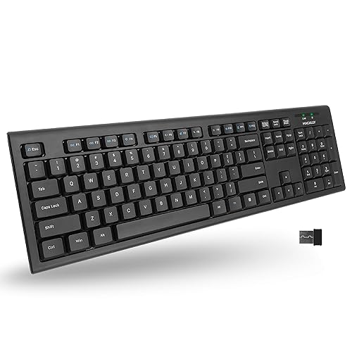 Macally 2.4G Wireless Keyboard - Ergonomic Full Size Computer Keyboard ...