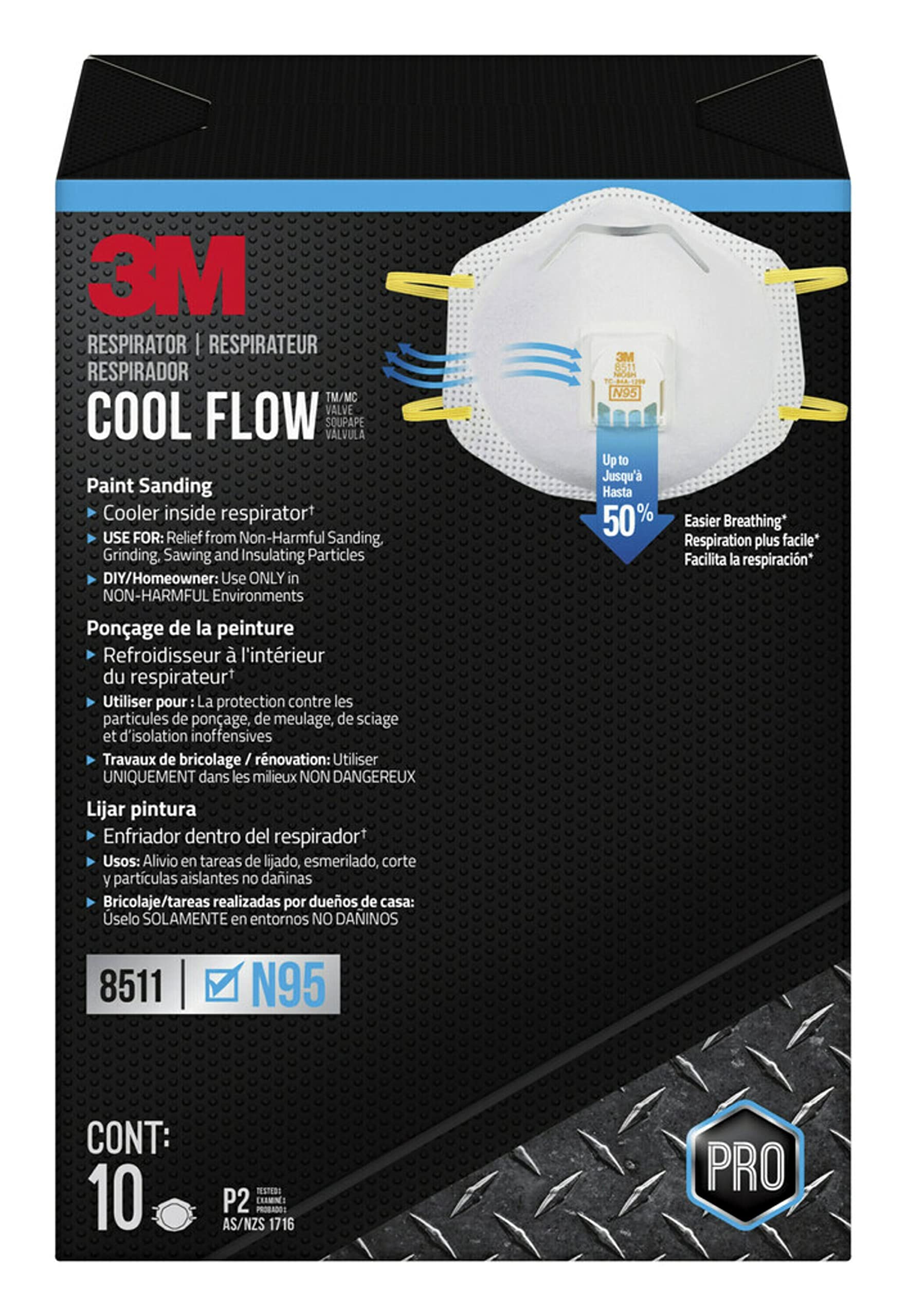 3M N95 Respirator 8511, Cool Flow Valve, 10 Pack, NIOSH-APPROVED ...