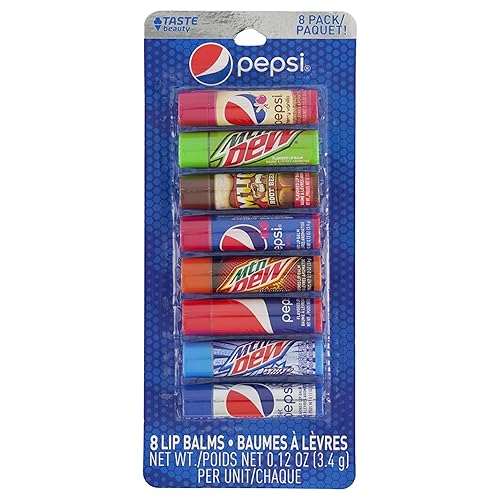 Taste Beauty Pepsi 8 Pack Lip Balm (Pepsi Cherry Vanilla, Mountain Dew ...