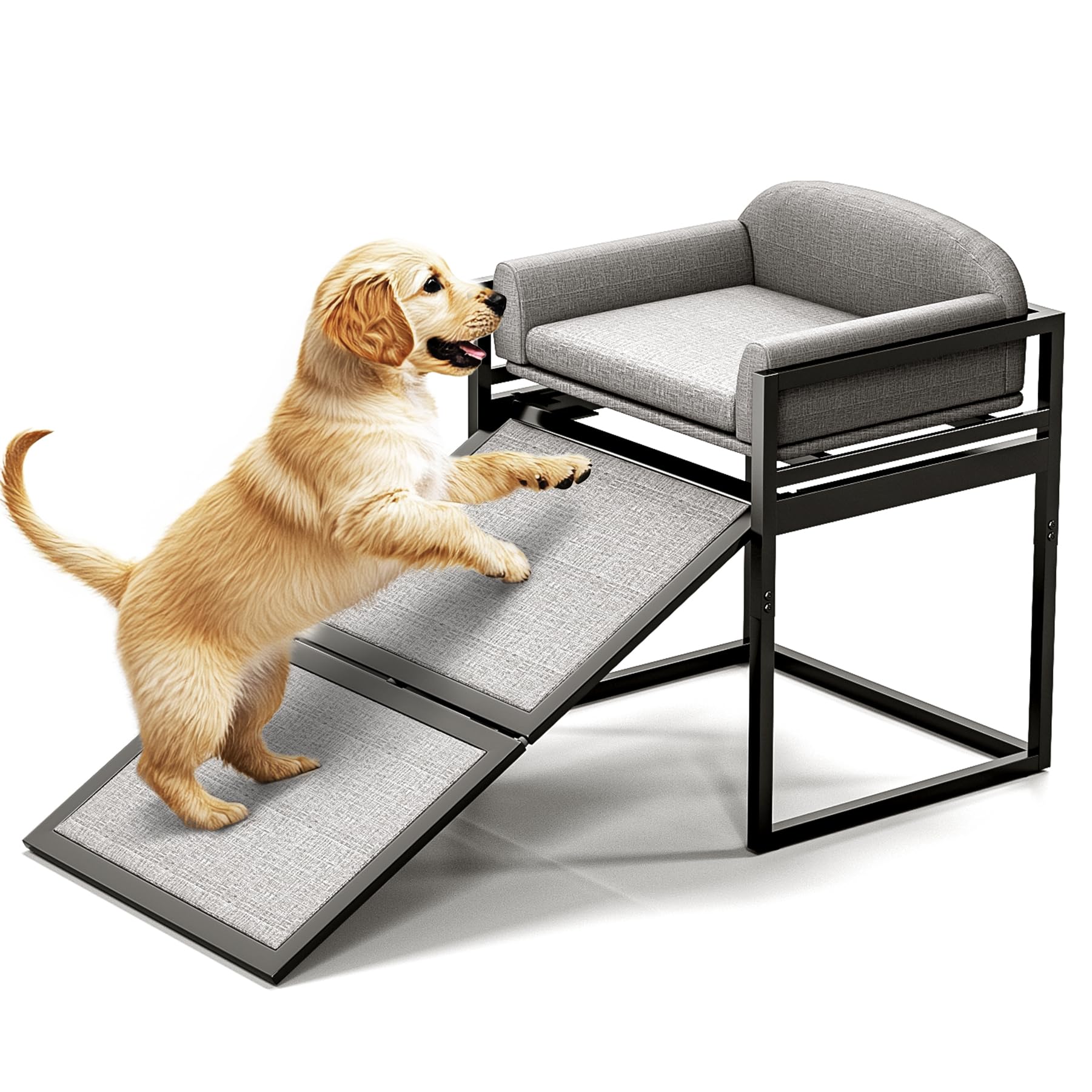 Pet Stairs Ramp Doggie Stairs with Seat, Extra Wide Ramps Puppy for ...