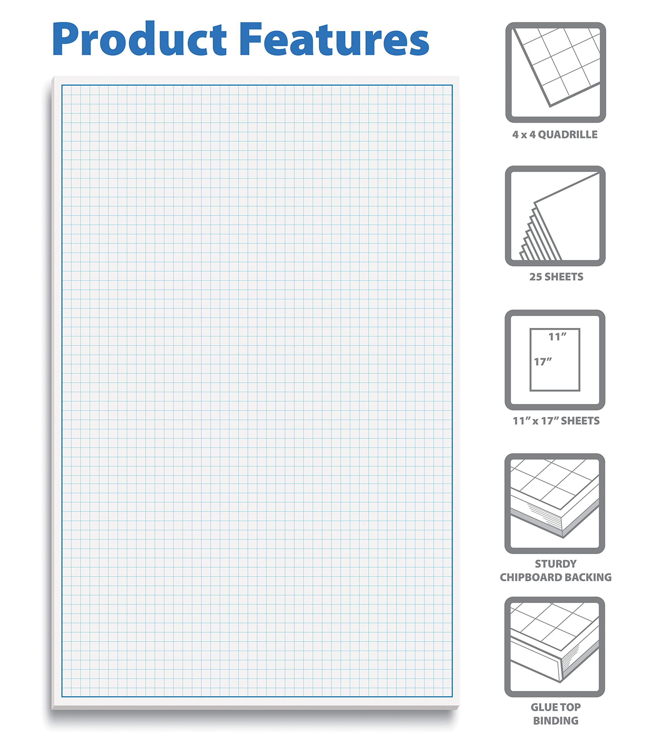 Mua Graph Paper Pad, 17" x 11", 25 Sheets, Blue Line Border, Blueprint ...