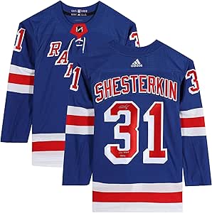 Igor Shesterkin New York Rangers Autographed Blue Adidas Authentic Jersey with"NHL Debut 1/7/20 ...