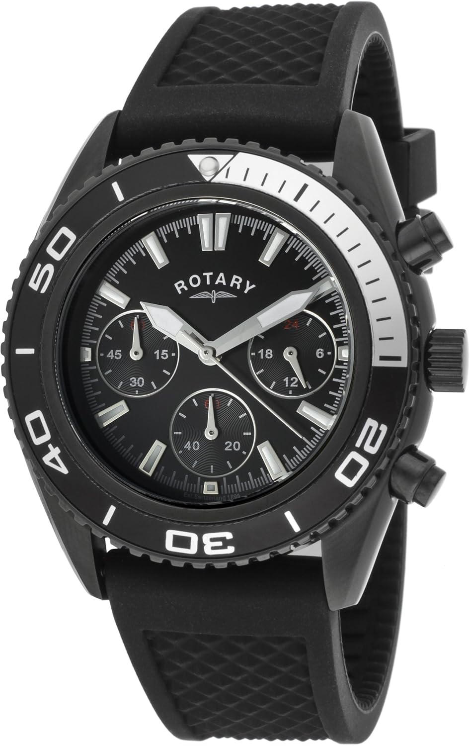 Rotary Men's Aquaspeed Quartz Watch with Black Dial Chronograph Display ...