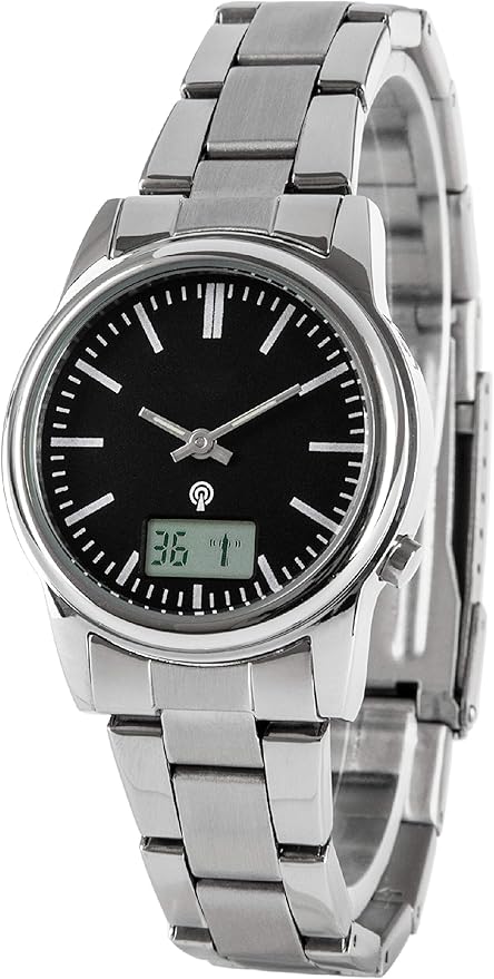 Funk-Armbanduhr Damen, Edelstahl, mit Datum + Sekundenanzeige: Amazon ...