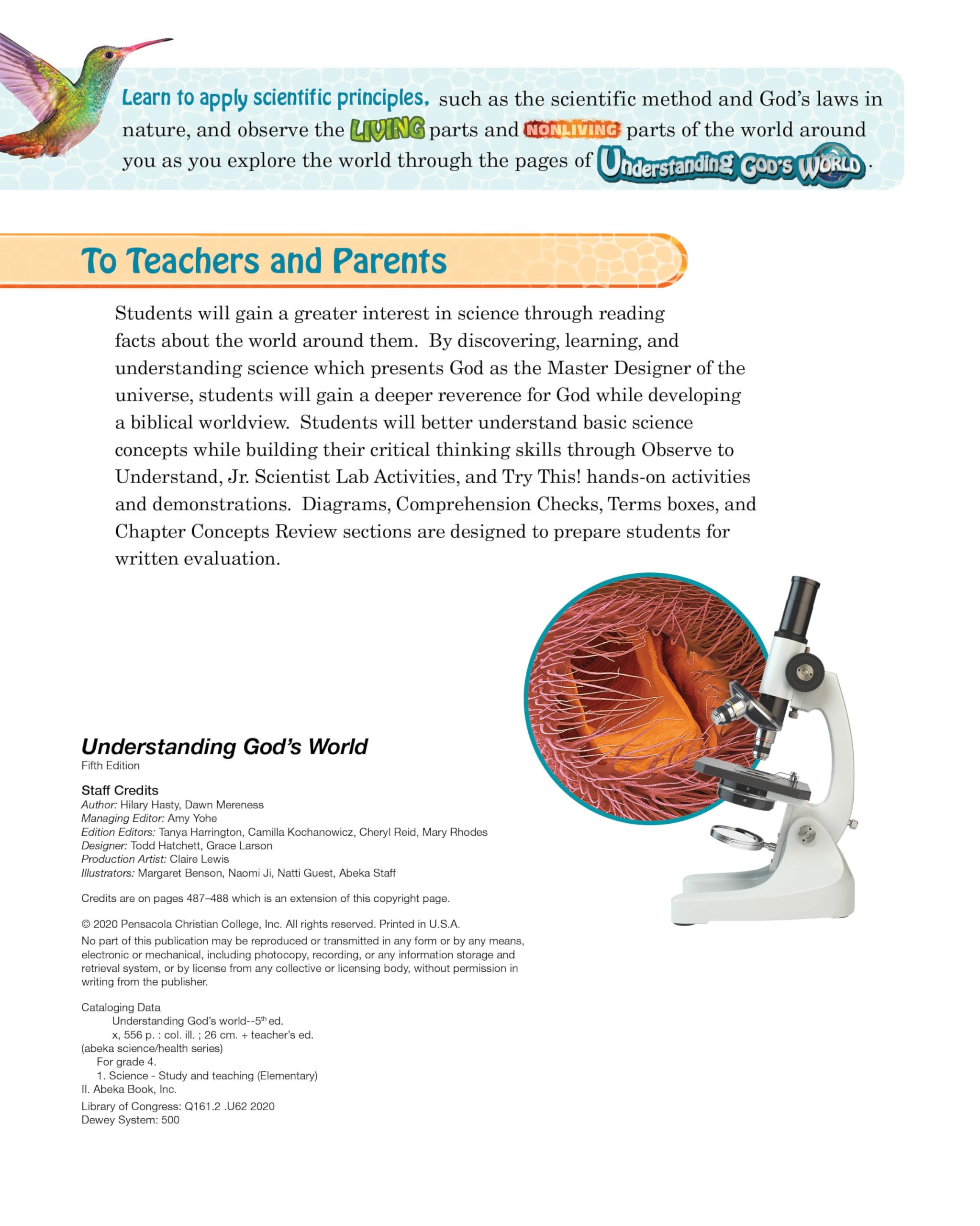Understanding God's World - Abeka 4th Grade Science Fifth Edition on ...