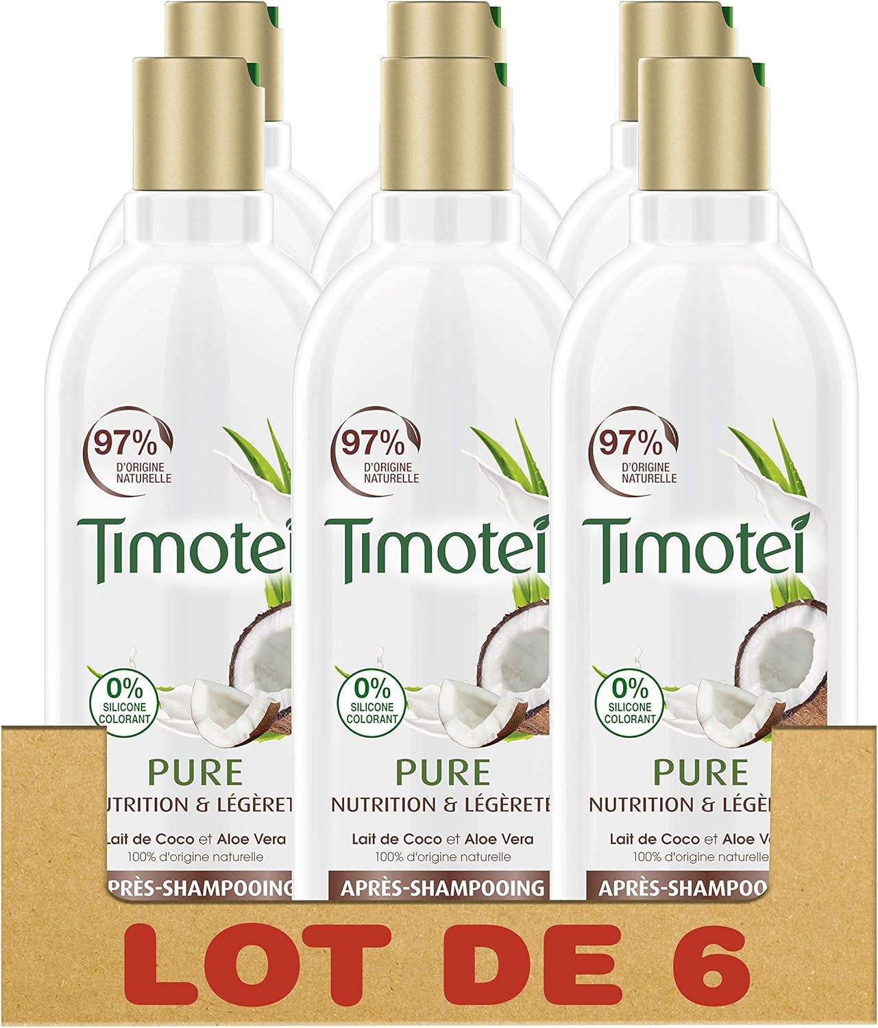 Timotei Après-Shampoing Femme Pure Nutrition et Légèreté, Lait de Coco ...