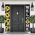 Amazon.com: Tatuo Sunflower Welcome Hanging Banners Summer Porch ...