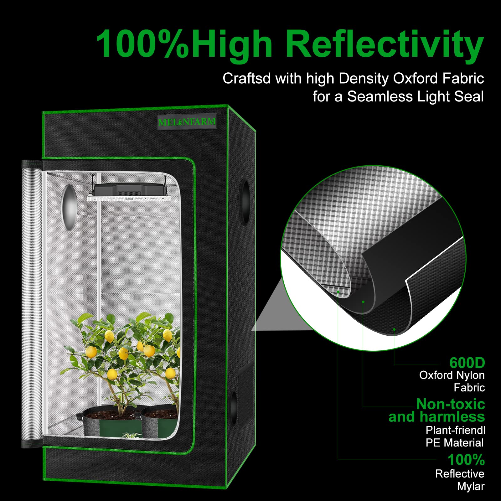 Mua MELONFARM 2x2 Grow Tent, 24"x24"x48'' High Reflective 600D Diamond ...