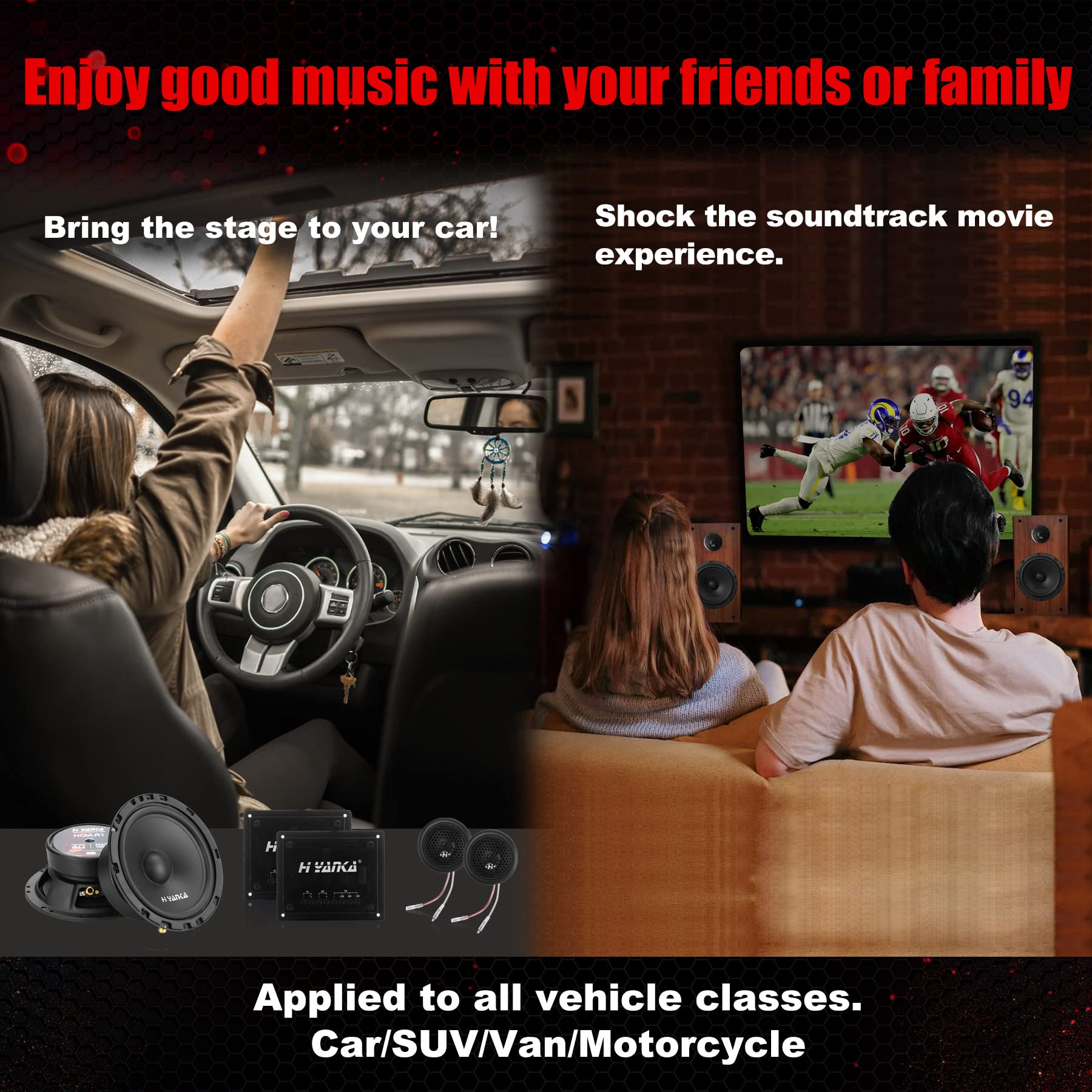 Mua H YANKA 6.5 Component Car Speakers System, 550 Watt Pro Car Audio ...