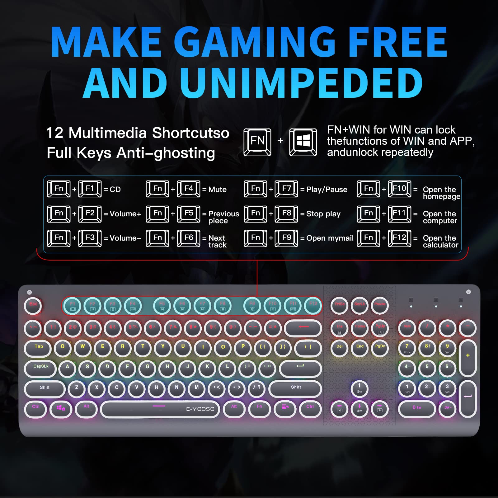 Mua E-YOOSO Wired Mechanical Keyboard with Backlit, Blue Switch, Retro ...