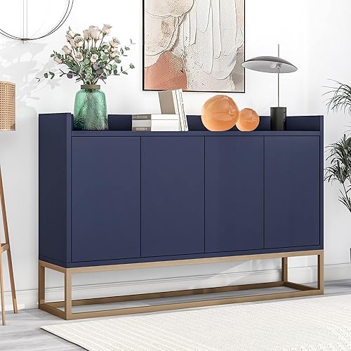 EOVTK Modern Sideboard Buffet Cabinet with 4 Doors, Adjustable Shelf ...