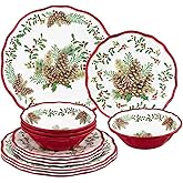 Amazon.com | UPware 12-Piece Melamine Dinnerware Set, Includes Dinner ...