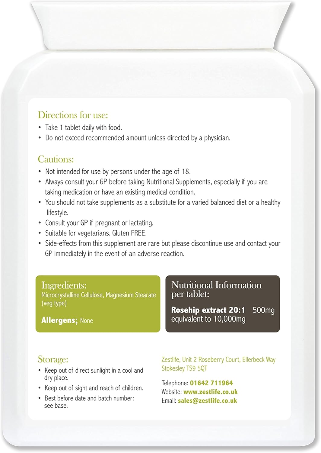 Zestlife ROSEHIP MAX 10,000mg 2 x 60 (120) tablets High in Vitamin C ...