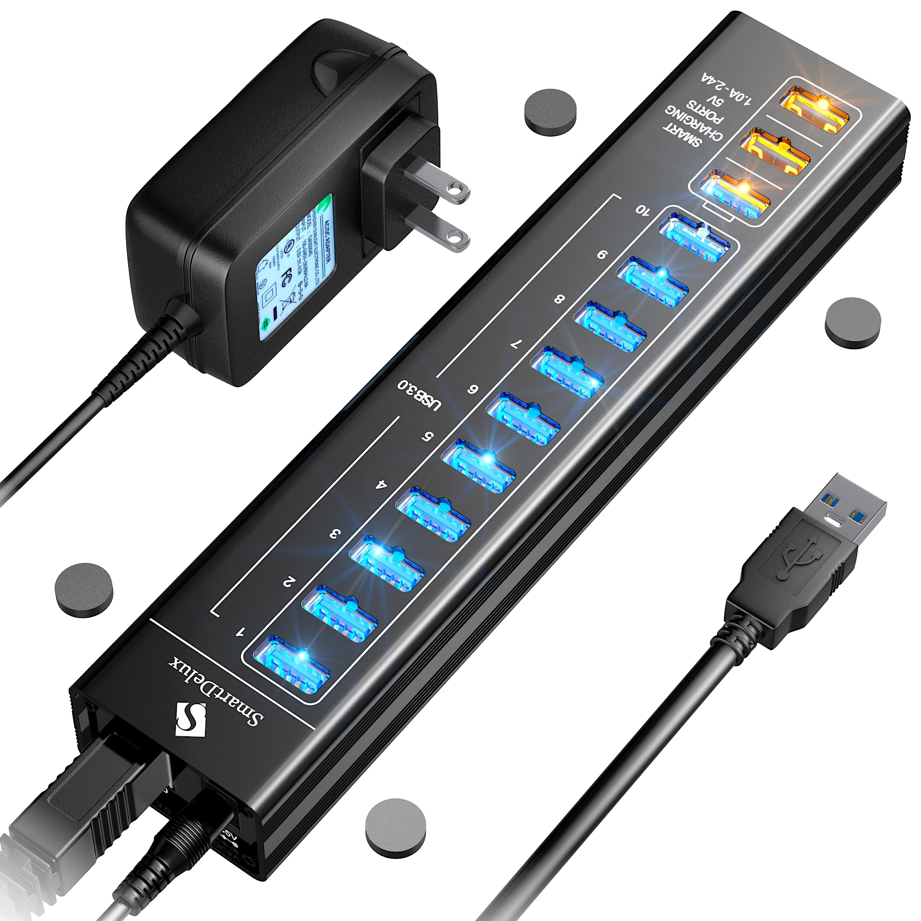 Mua SmartDelux Powered USB Hub - USB 3.0 Ports Hub with 3 Smart ...