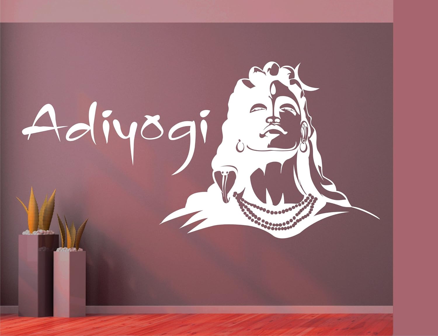 Heaven Decors Lord Shiva and Adiyogi Relegious White Wall Sticker Size ...